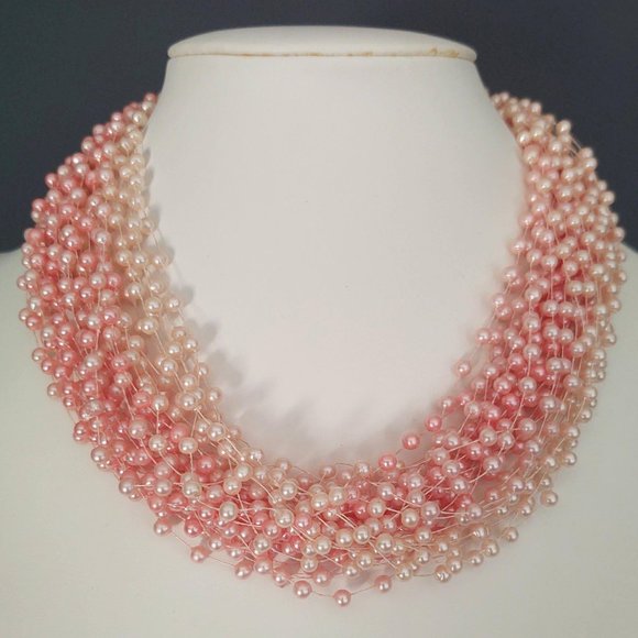 Vintage | Jewelry | Vintage Multi Strand Shades Of Pink And Cream ...